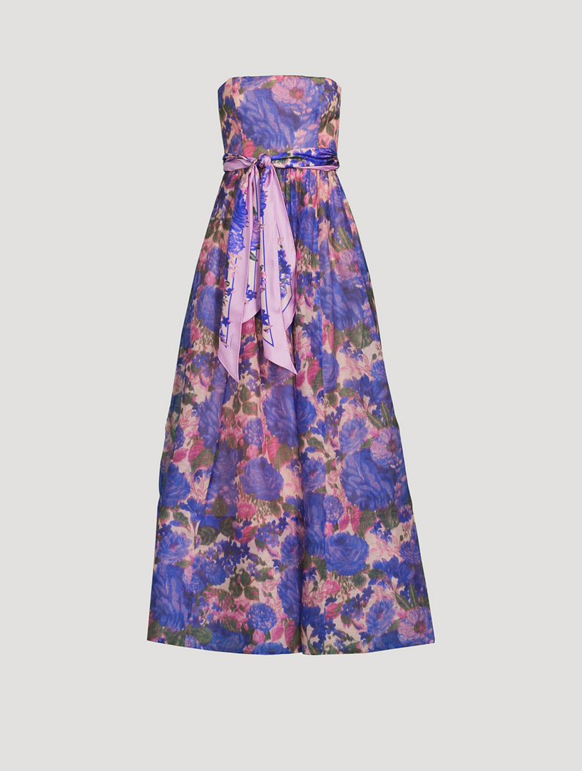 ZIMMERMANN High Tide Strapless Dress In Floral Print | Holt Renfrew Canada