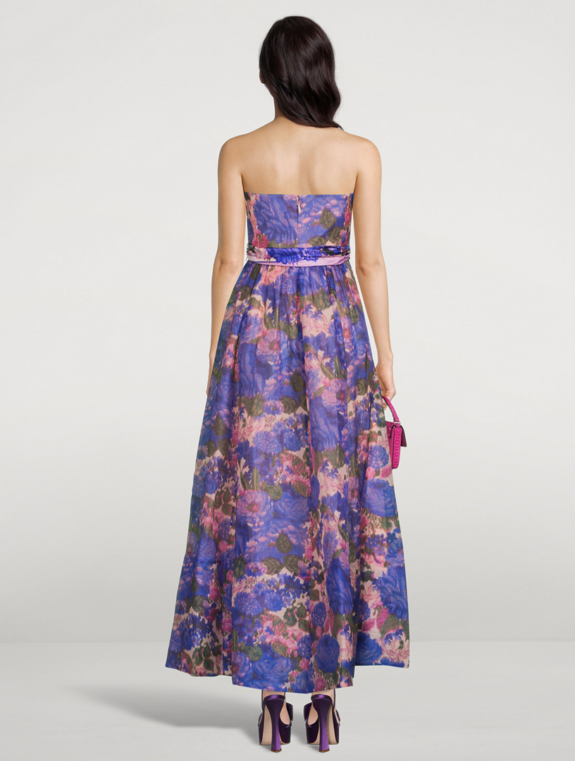 ZIMMERMANN High Tide Strapless Dress In Floral Print | Holt Renfrew Canada