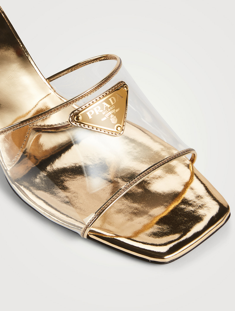 PRADA PVC And Metallic Leather Mules | Holt Renfrew Canada