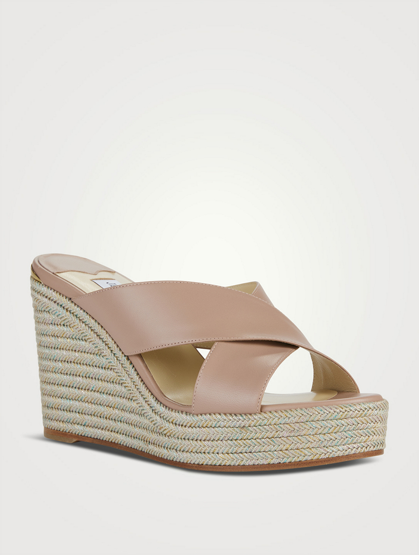 JIMMY CHOO Dovina Leather Wedge Mules | Holt Renfrew Canada