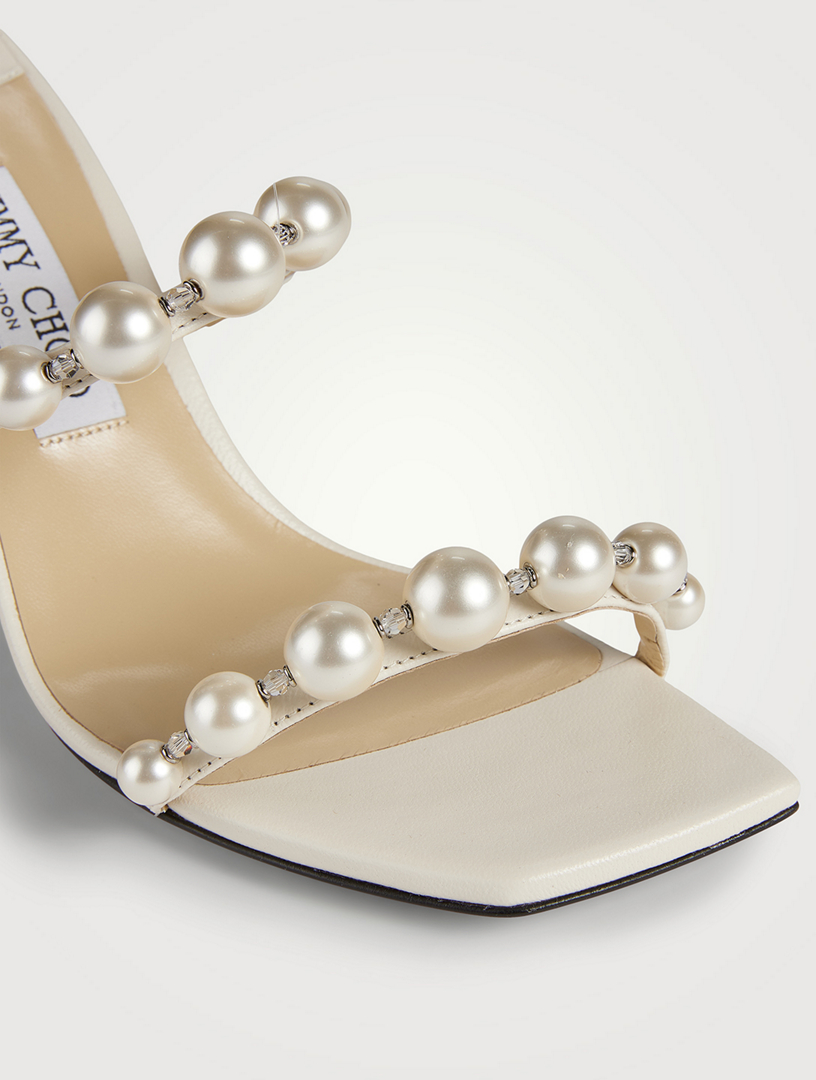 JIMMY CHOO Amara Pearl-Embellished Leather Mules | Holt Renfrew Canada