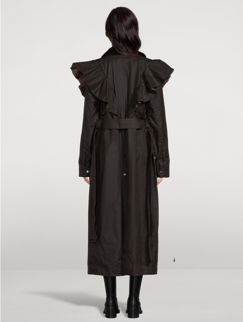 CHLOÉ Barbour x Chloé Dani Ruffled Trench Coat | Holt Renfrew Canada
