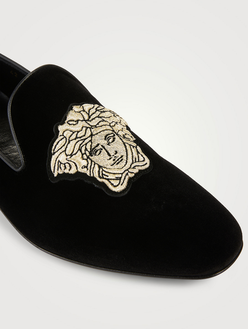 VERSACE Medusa Velvet Smoking Loafers | Holt Renfrew Canada