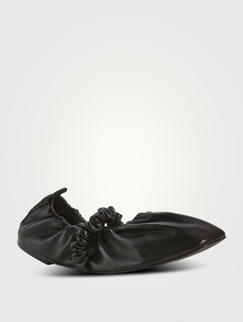 GANNI Scrunchie Leather Ballet Flats | Holt Renfrew Canada