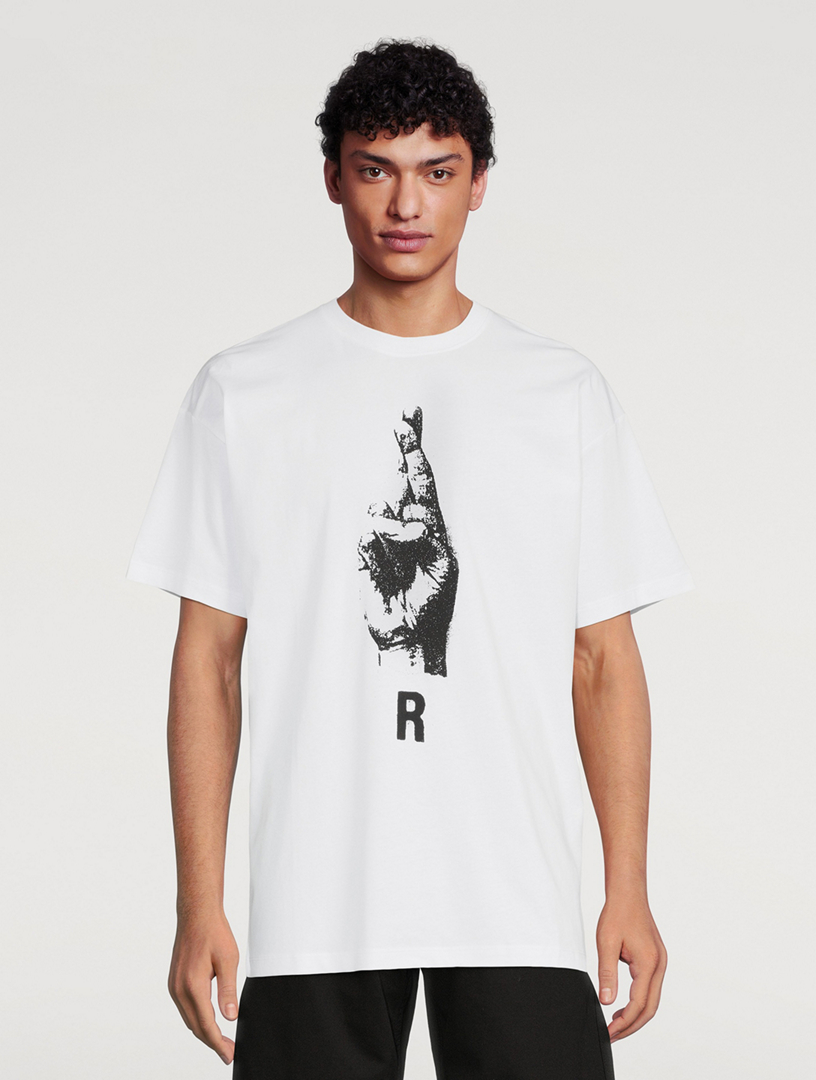 RAF SIMONS T-Shirt With Hand Sign Print | Holt Renfrew Canada