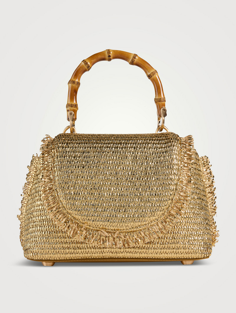 CULT GAIA Mini Ozzy Metallic Raffia Top Handle Bag | Holt Renfrew Canada