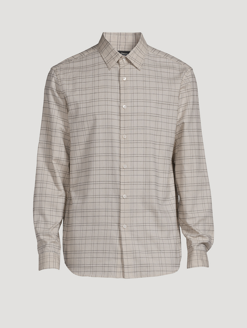 THEORY Irving Grid Cotton Shirt | Holt Renfrew Canada