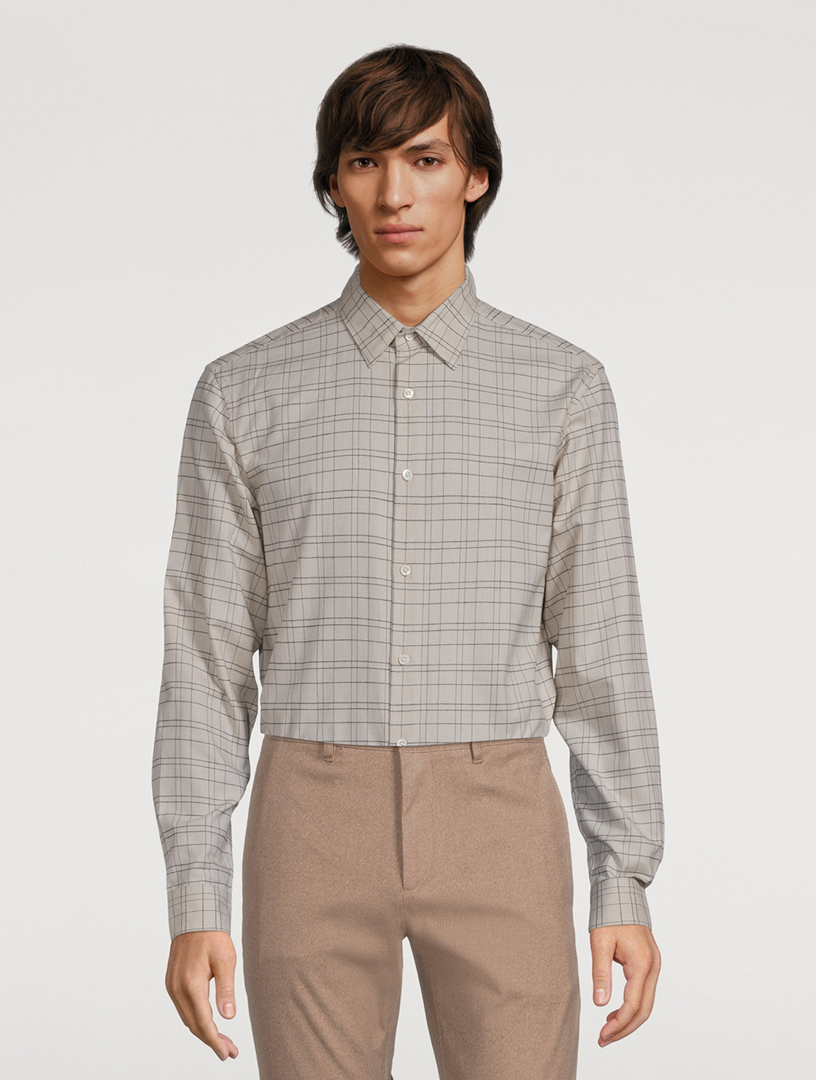 THEORY Irving Grid Cotton Shirt | Holt Renfrew Canada
