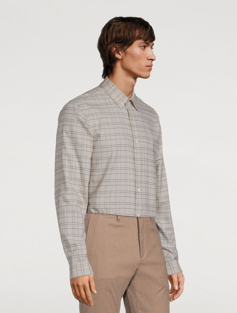 THEORY Irving Grid Cotton Shirt | Holt Renfrew Canada