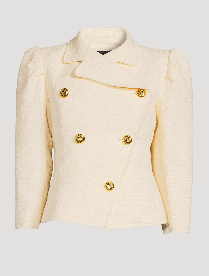 SMYTHE Double-Breasted Tweed Box-Pleat Jacket | Holt Renfrew Canada