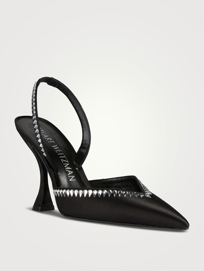 STUART WEITZMAN Gemcut Xcurve Satin Slingback Pumps | Holt Renfrew Canada