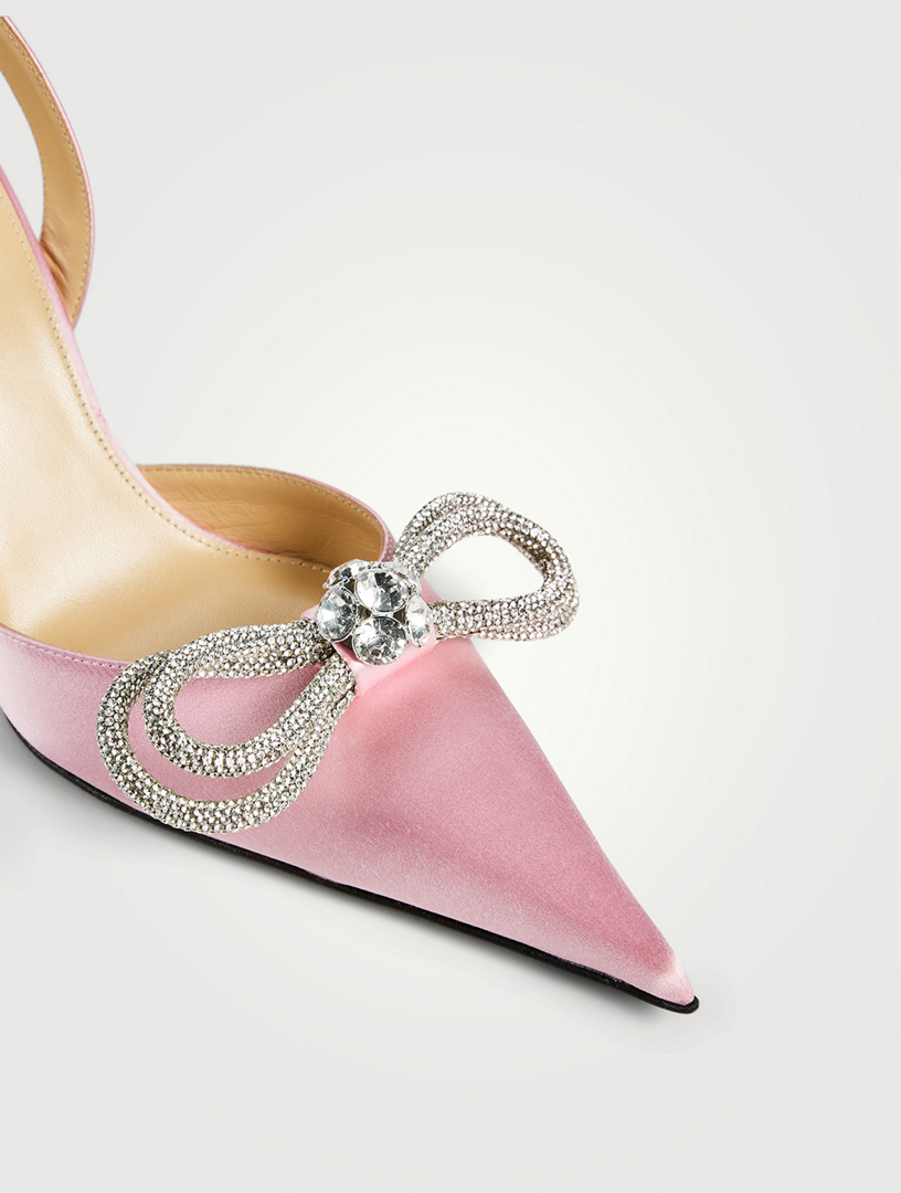 MACH & MACH Double Bow Crystal-Embellished Satin Slingback Pumps | Holt Renfrew Canada