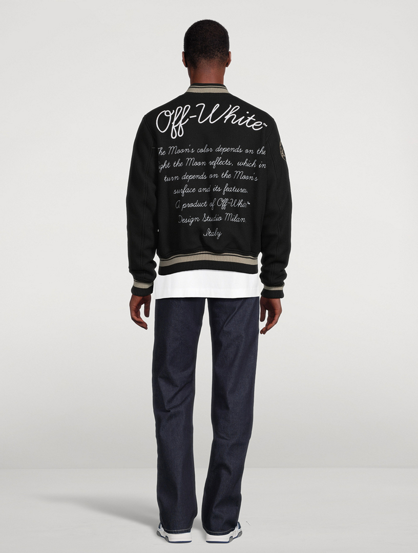 OFF-WHITE Moon Phase Vars Wool-Blend Bomber Jacket | Holt Renfrew