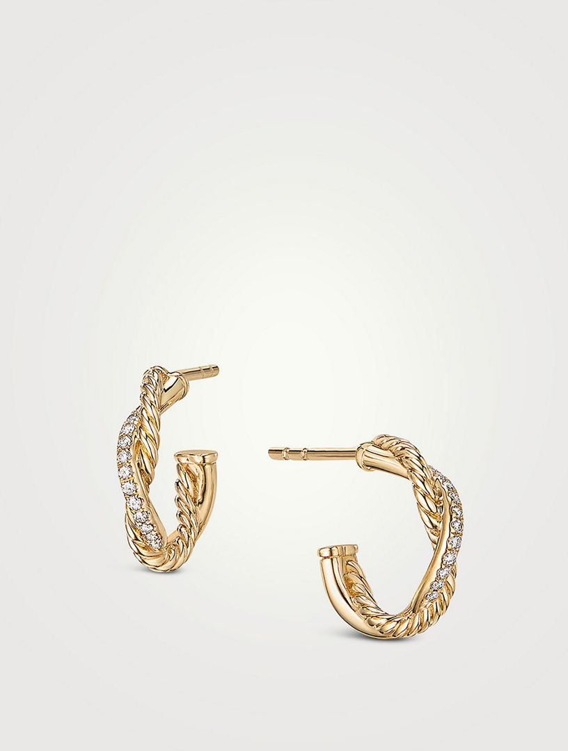 DAVID YURMAN Petite Infinity Huggie Hoop Earrings In 18k Yellow Gold ...