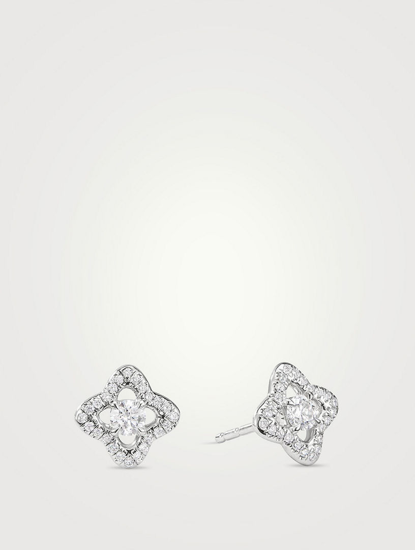 DAVID YURMAN Venetian Quatrefoil® Stud Earrings In 18k White Gold With Diamonds | Holt Renfrew