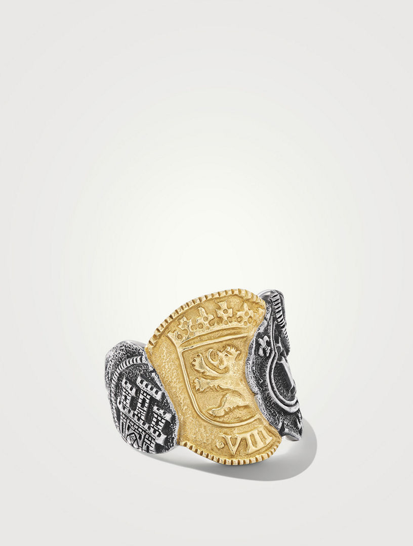 DAVID YURMAN Shipwreck Cigar Band Ring In Sterling Silver With 18k ...
