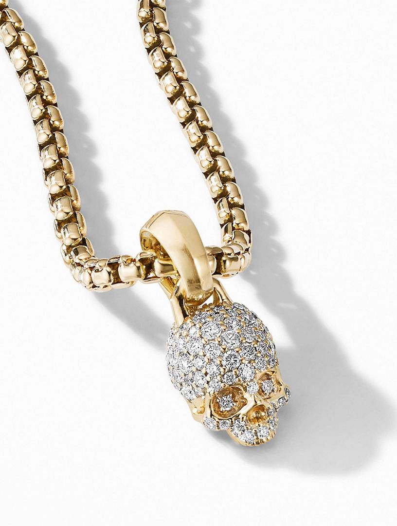 DAVID YURMAN Skull Charm With Full Pavé Diamonds And 18k Yellow Gold ...