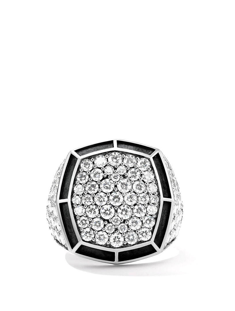 DAVID YURMAN Streamline® Signet Ring In Sterling Silver With Pavé ...