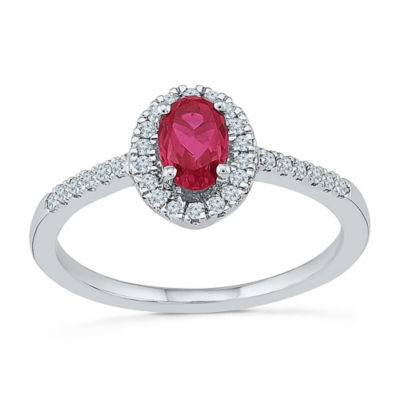 Womens 1/6 CT. T.W. Lab Created Red Ruby Sterling Silver Cocktail Ring ...