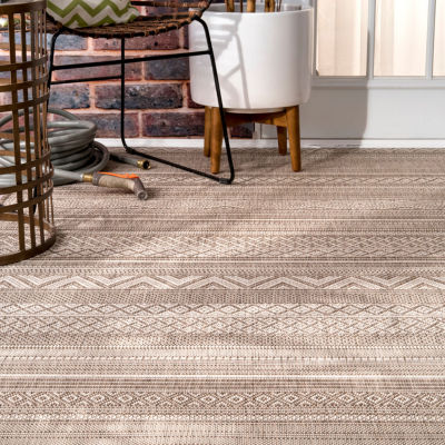 nuLoom Erlinda Tribal Outdoor Rectangular Rug-JCPenney, Color: Beige