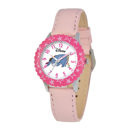 Disney Eeyore Kids Time Teacher Pink Leather Strap Watch | Dazzlepulse