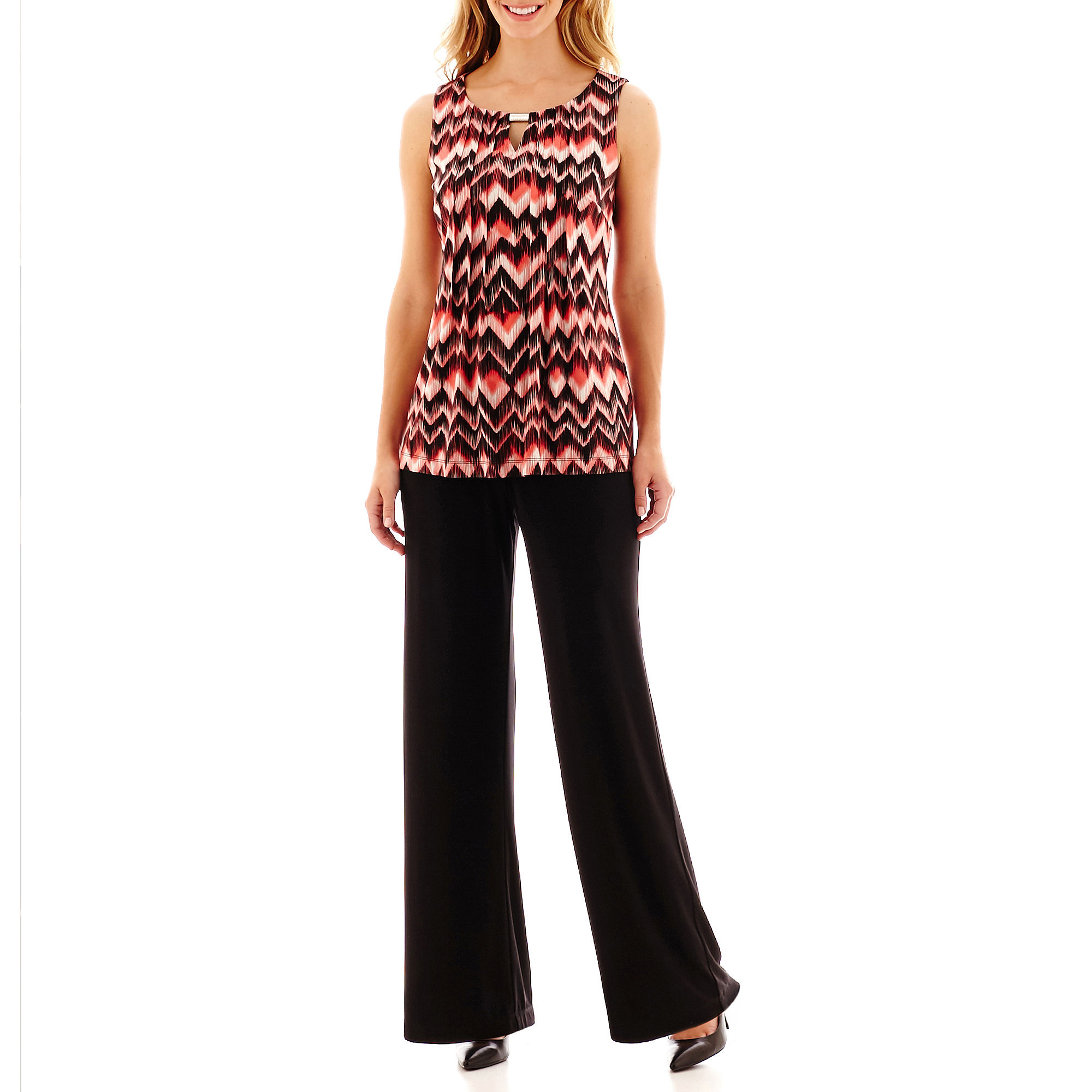 UPC 755903607299 - Perceptions 2-pc. Sleeveless Chevron Top and Solid ...