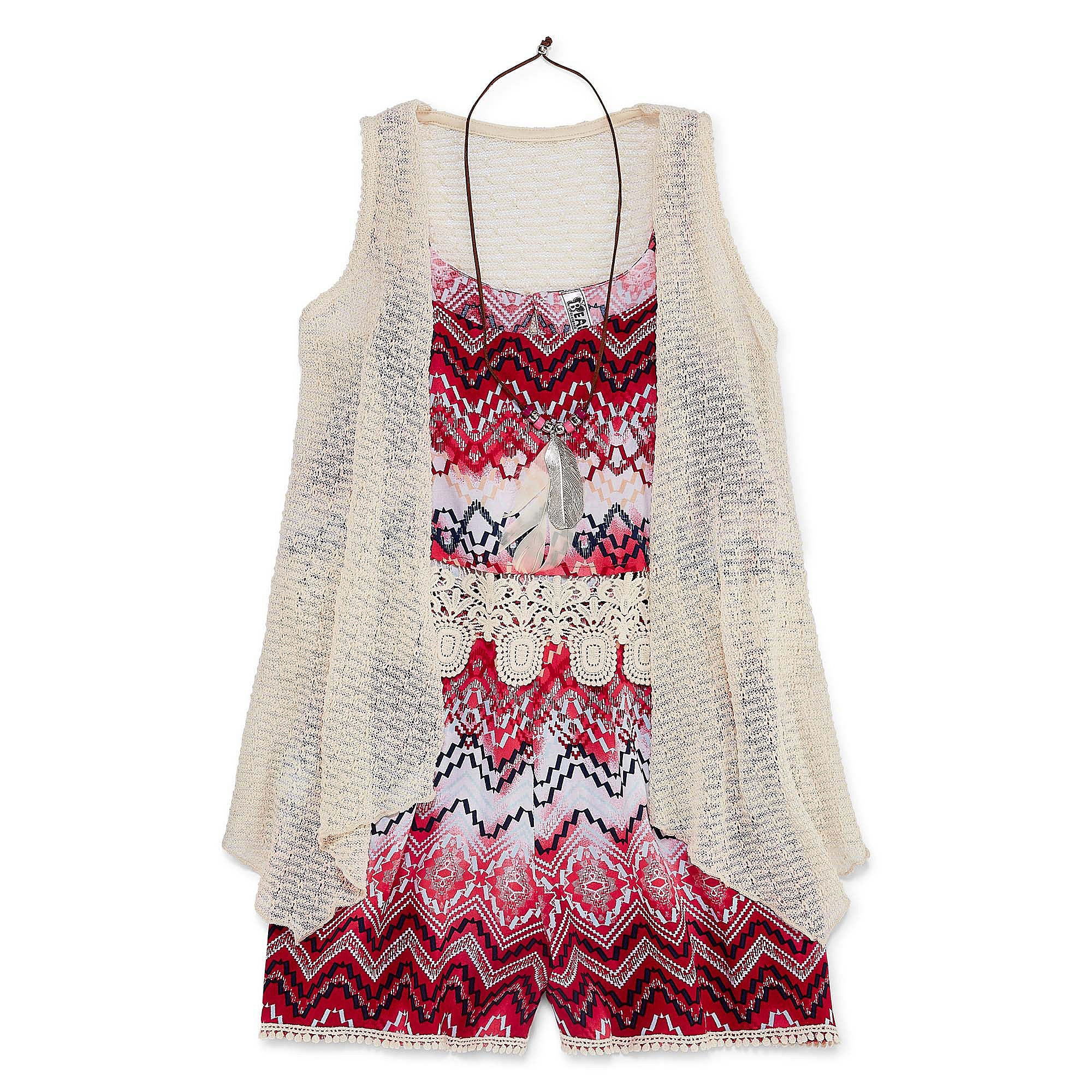 UPC 885872822918 - Girls 7-16 Knitworks Romper & Open Knit Duster Set ...