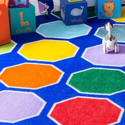 nuLoom Kecia Octagons Printed Rectangular Rug, Color: Blue - JCPenney