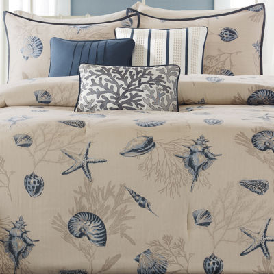 Madison Park Nantucket Coastal 7 pc Cotton Printed Comforter Set