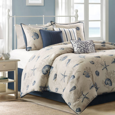 Madison Park Nantucket Coastal 7 pc Cotton Printed Comforter Set