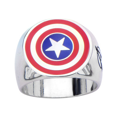 Marvel Captain America Shield Mens Stainless Steel Ring, Color: White ...