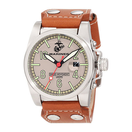 Wrist Armor Wa113 Mens Us Marine Corps Brown Leather Watch | Eaxo
