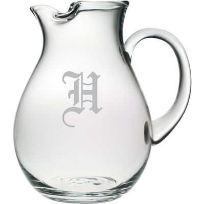 1 Letter Old English Monogrammed Glass Pitcher | Jetpedia