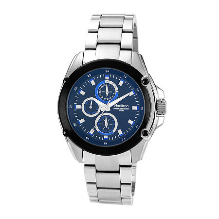 Armitron Mens Silver-tone Blue Crystal-accent Multifunction Watch | Zoombug