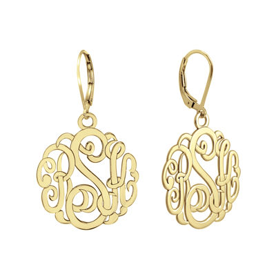 Gold over Silver Monogram Drop Earrings 1