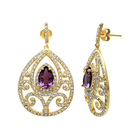 Alexandra Gem Lab-created Pear-shaped Amethyst & Crystal Teardrop ...