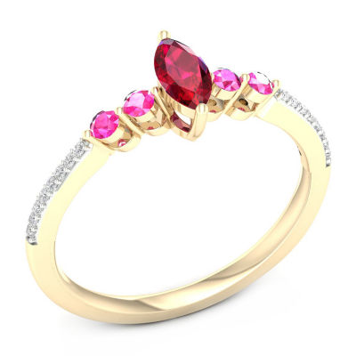 Womens Lead Glass-Filled Red Ruby & Genuine Pink Sapphire 10K Gold ...