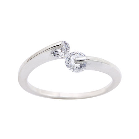 The Skinny Pure Silver-plated Cubic Zirconia Bypass Ring | Myloo