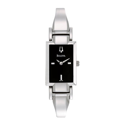 Bulova Womens Rectangle Silver-tone Bangle Watch | Eaxo