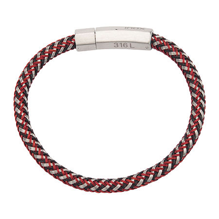 Inox Jewelry Mens Stainless Steel & Multicolor Braided Leather Bracelet ...