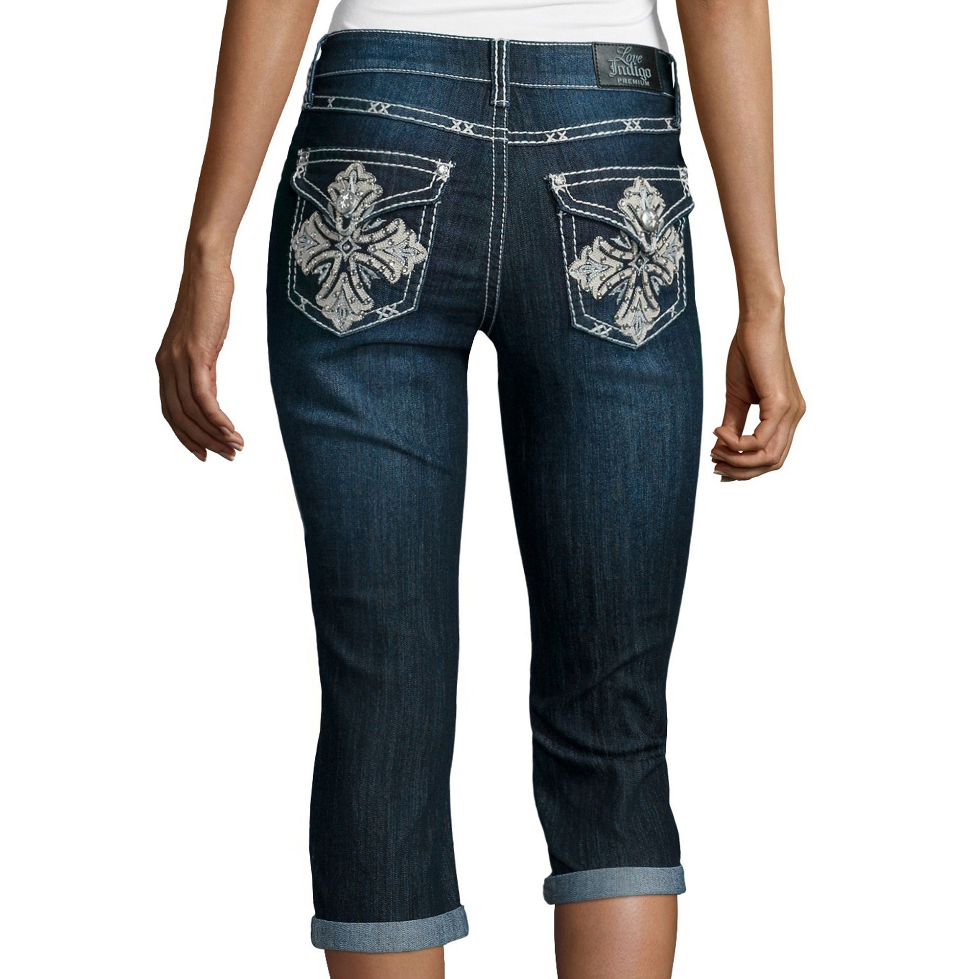 UPC 883562521875 - Love Indigo Bling Cross Back Pocket Capris ...