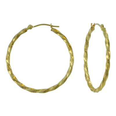 14K Yellow Gold 28mm Textured Hoop Earrings - JCPenney