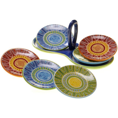 Tapas 7-pc. Serving Set With Ceramic Stand | Zoombug