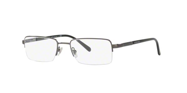 VE 1066: Shop Versace Silver/Gunmetal/Grey Square Eyeglasses at ...