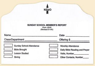 Offering Envelope: Sunday School Member's Report - Bill-Sized (Package ...