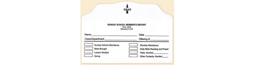 Offering Envelope: Sunday School Member's Report - Bill-Sized (Package ...