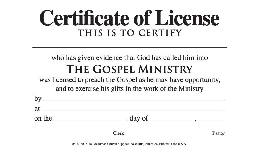 Certificate of License for Minister - Billfold-Size | Lifeway
