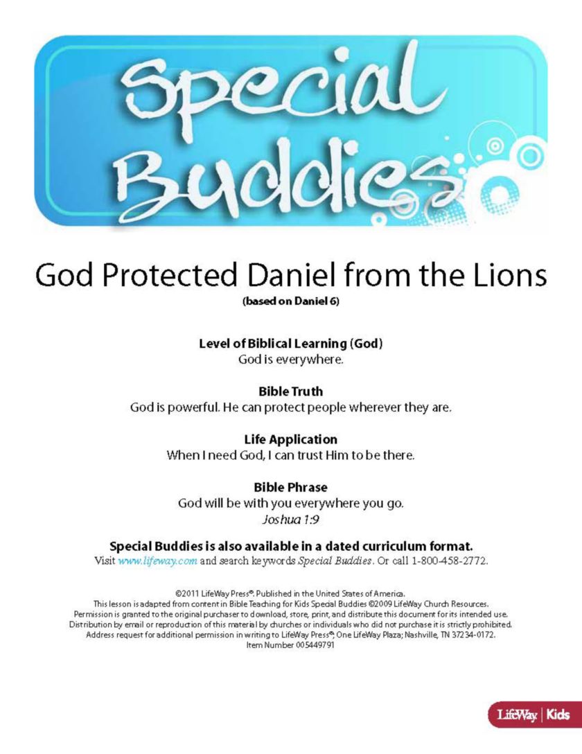 Special Buddies: God Protected Daniel From The Lions | Lifeway