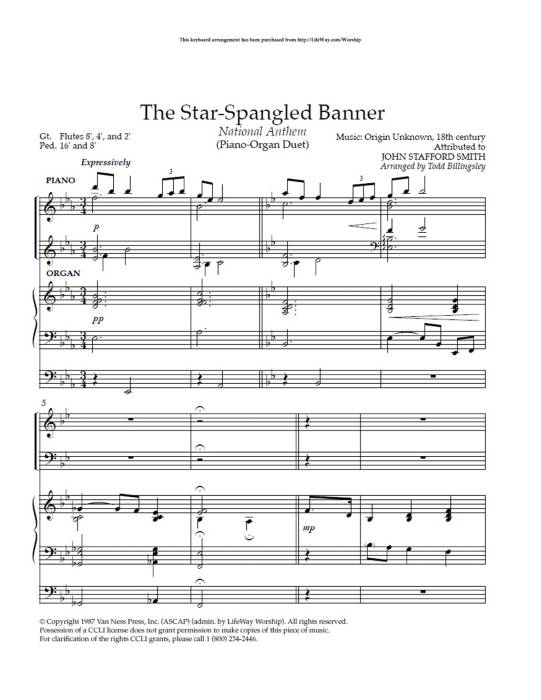 Star Spangled Banner Piano Notes