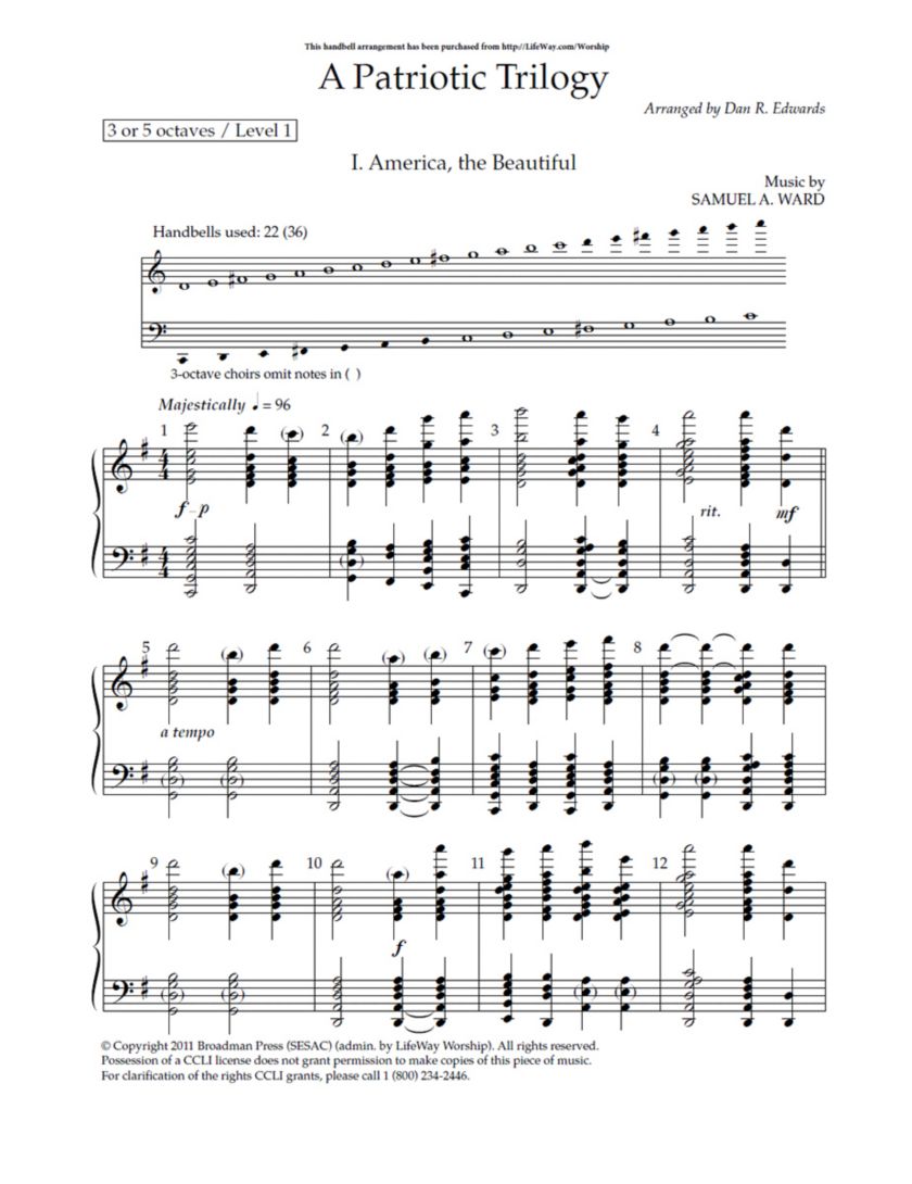 A Patriotic Trilogy - Downloadable Handbell Arrangement | Lifeway